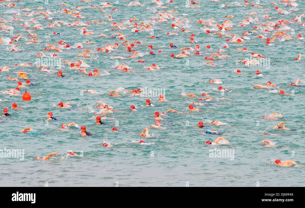 Germany, Frankfurt, Iron Man, triatlon, swim, swimming, crawl Stock ...