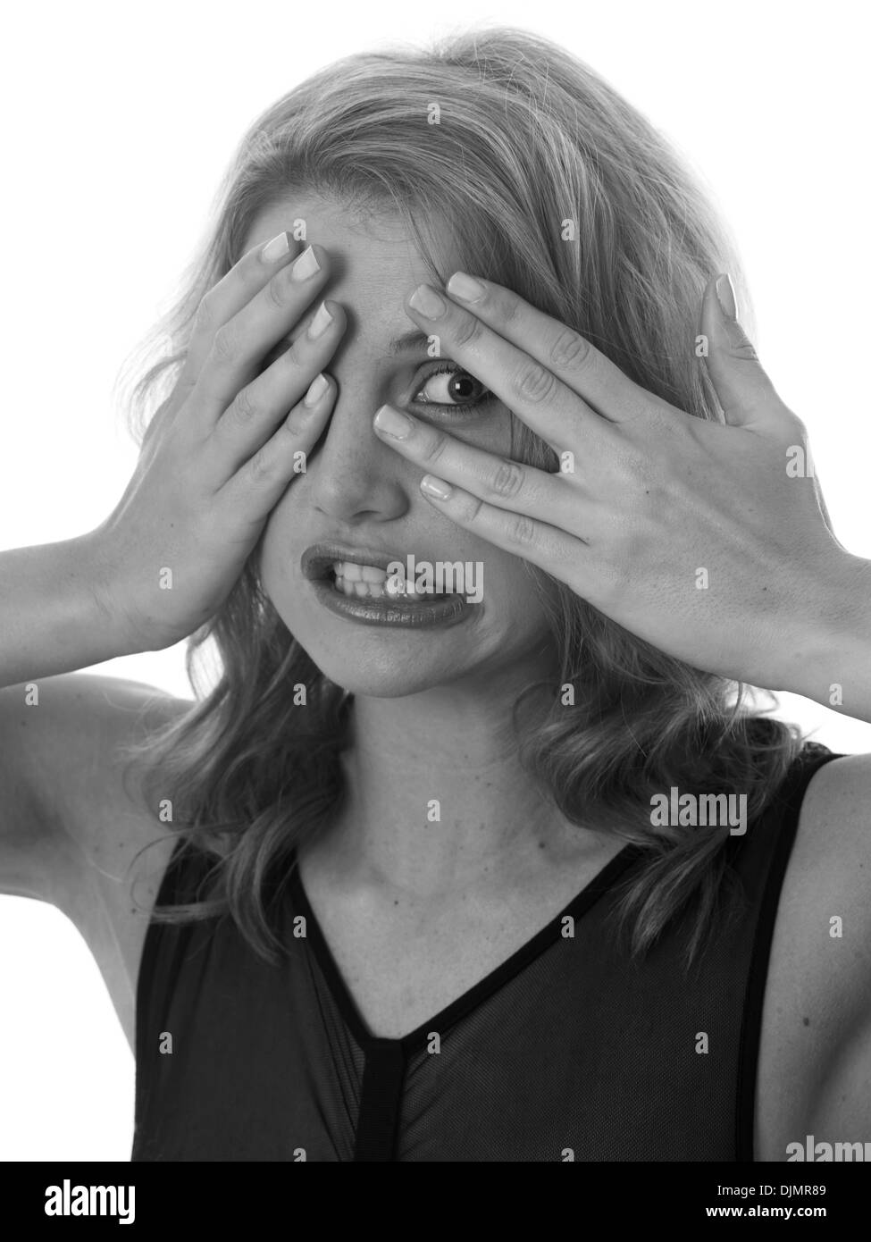 Model Released. Frightened Scared Young Woman Stock Photo - Alamy