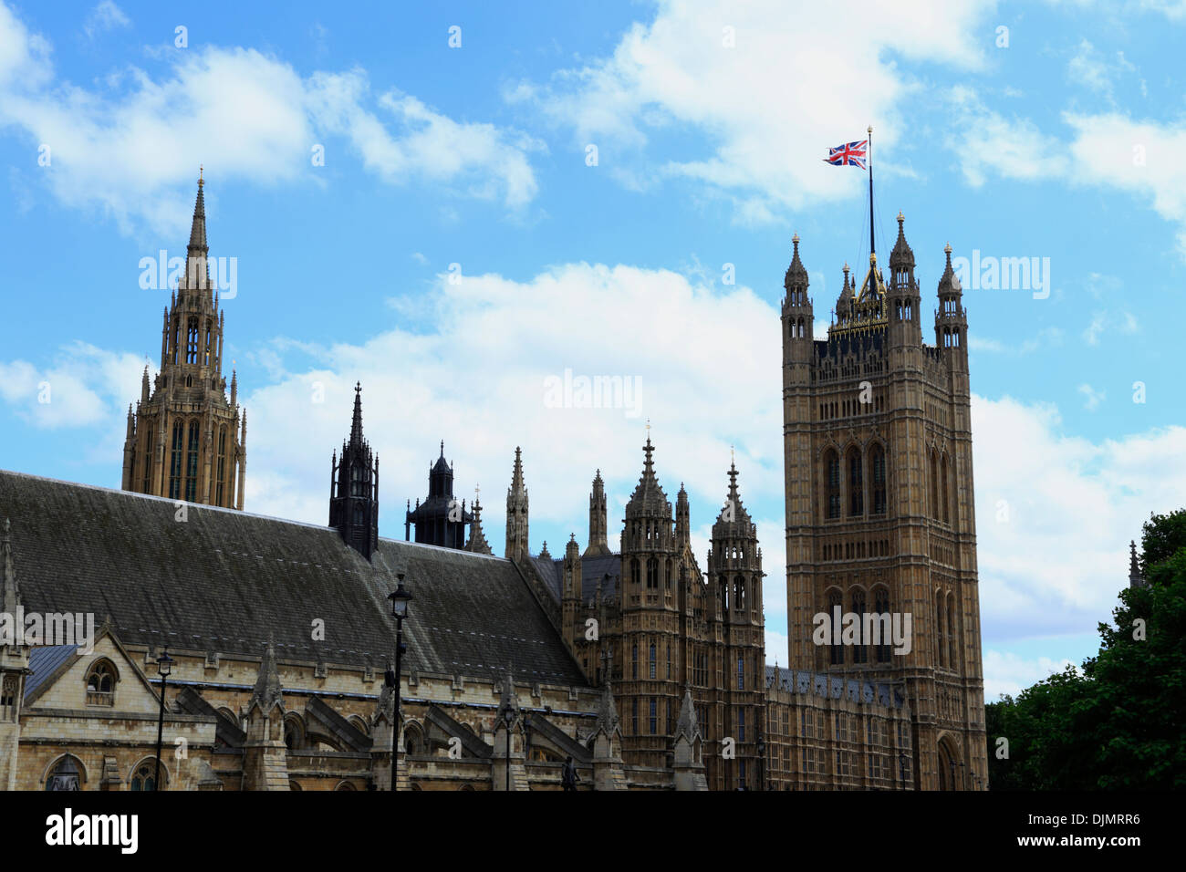 Side view of part of the Palace of Westminster & the Victoria Tower in ...