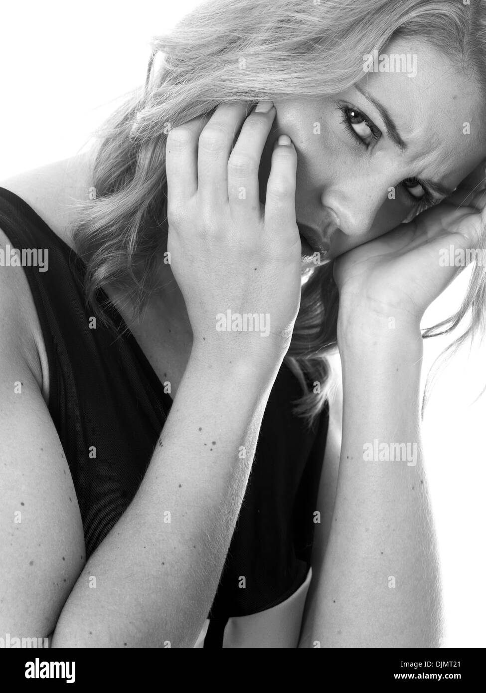 Model Released. Angry Sad Young Woman Stock Photo - Alamy