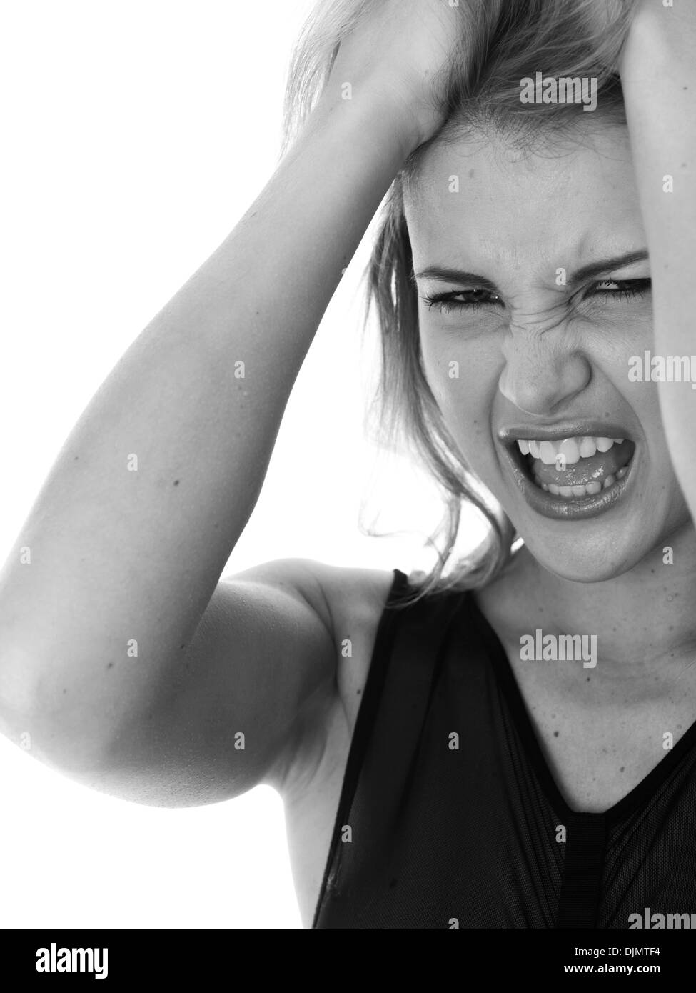 Model Released. Angry Sad Young Woman Stock Photo - Alamy