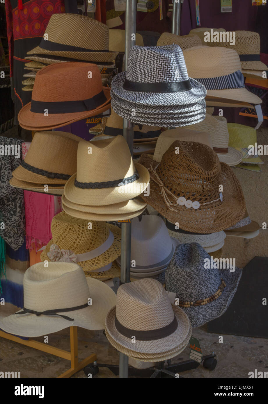 Hats on display at the straw market hi-res stock photography and images ...