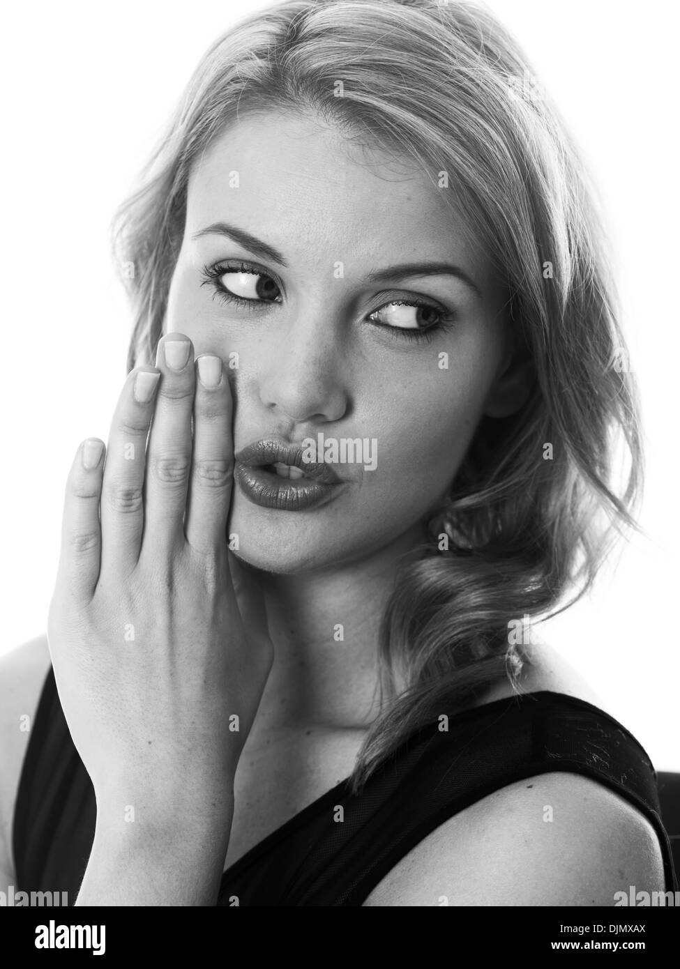 Whispering Black and White Stock Photos & Images - Alamy