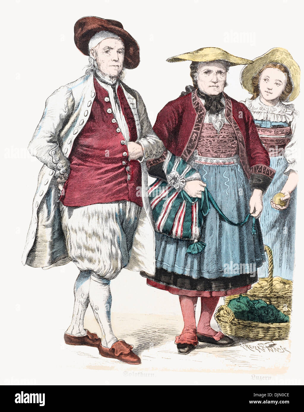 Late 18th century XVIII 1700s Swiss couple from Solothburn and lady ...