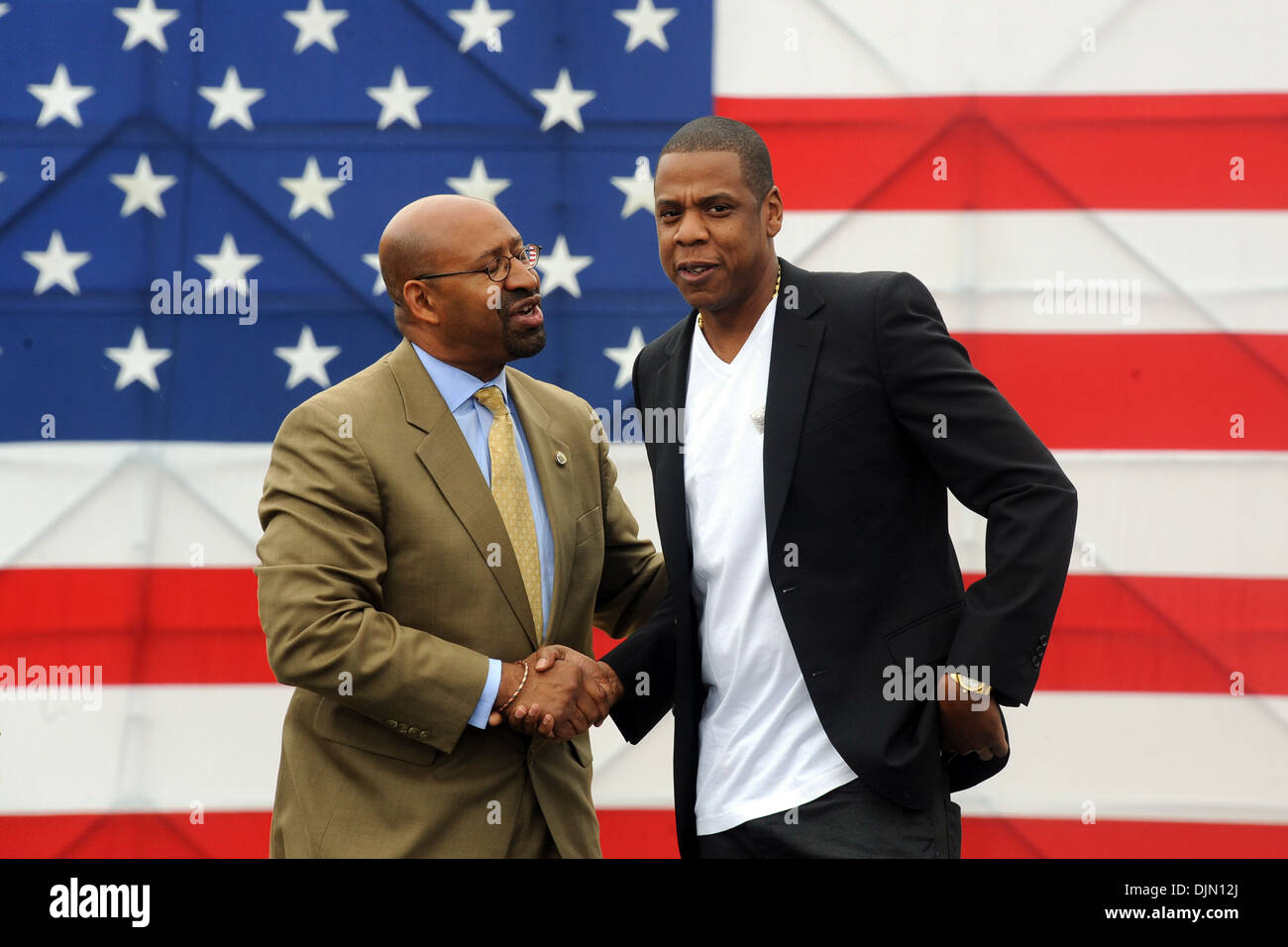 Philadelphia Mayor Michael Nutter and Jay-Z Press conference on steps ...