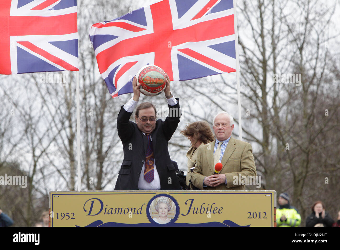 traditional Shrovetide football match at Ashbourne Derbyshire UK played ...