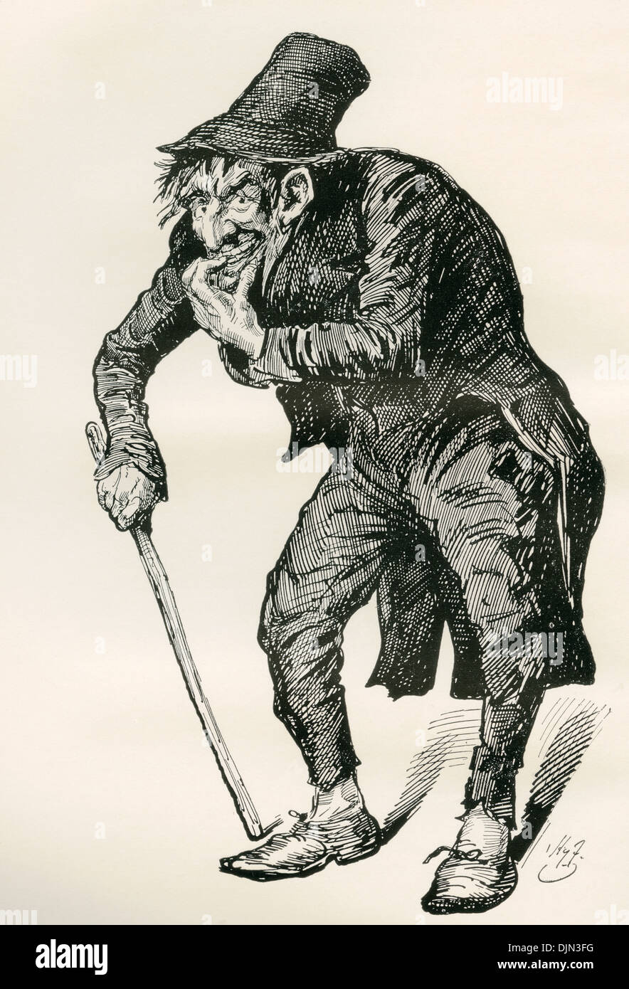 Quilp. Illustration by Harry Furniss for the Charles Dickens novel The ...