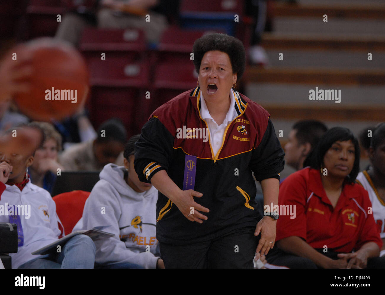 Berkeley head coach Cheryle Draper coaches from the bench while playing ...