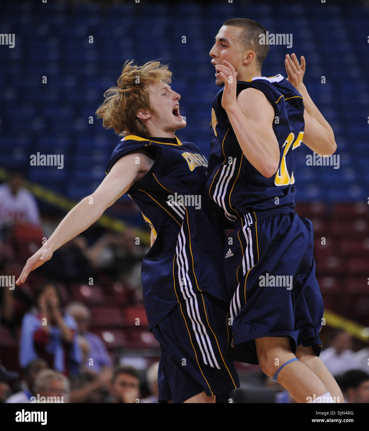 (L-R) Campbell Hall's Nick Bayz, #23, celebrate with teammate Dallas ...