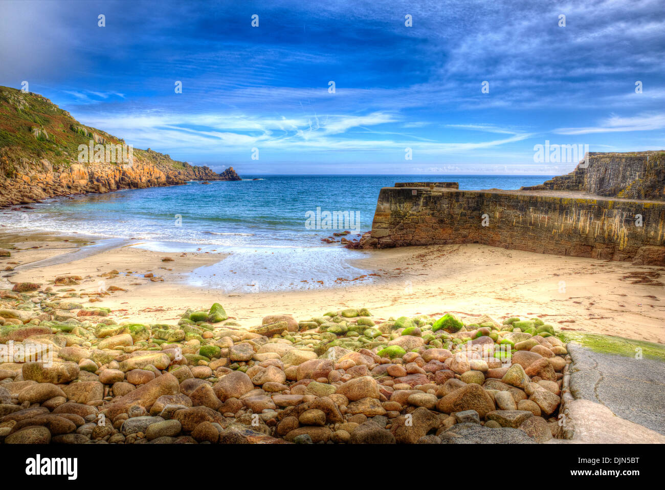 Lamorna beach and cove Cornwall England UK in HDR on the Penwith ...