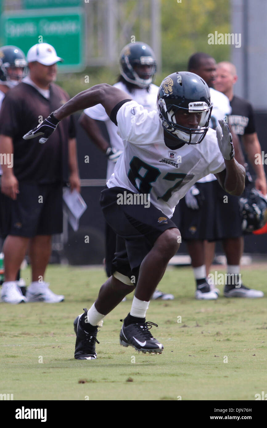Rookie Jarett Dillard runs a drill at the Jacksonville Jaguars training ...