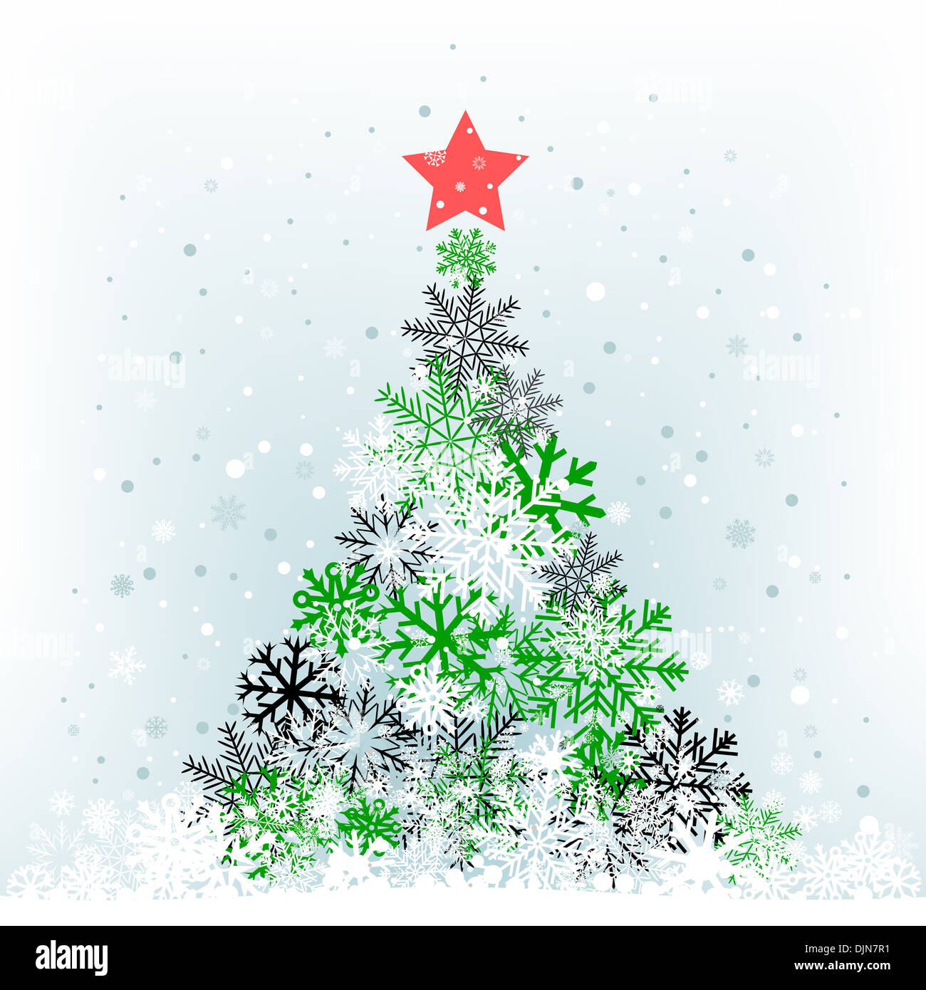 Christmas tree falling snow Cut Out Stock Images & Pictures - Alamy