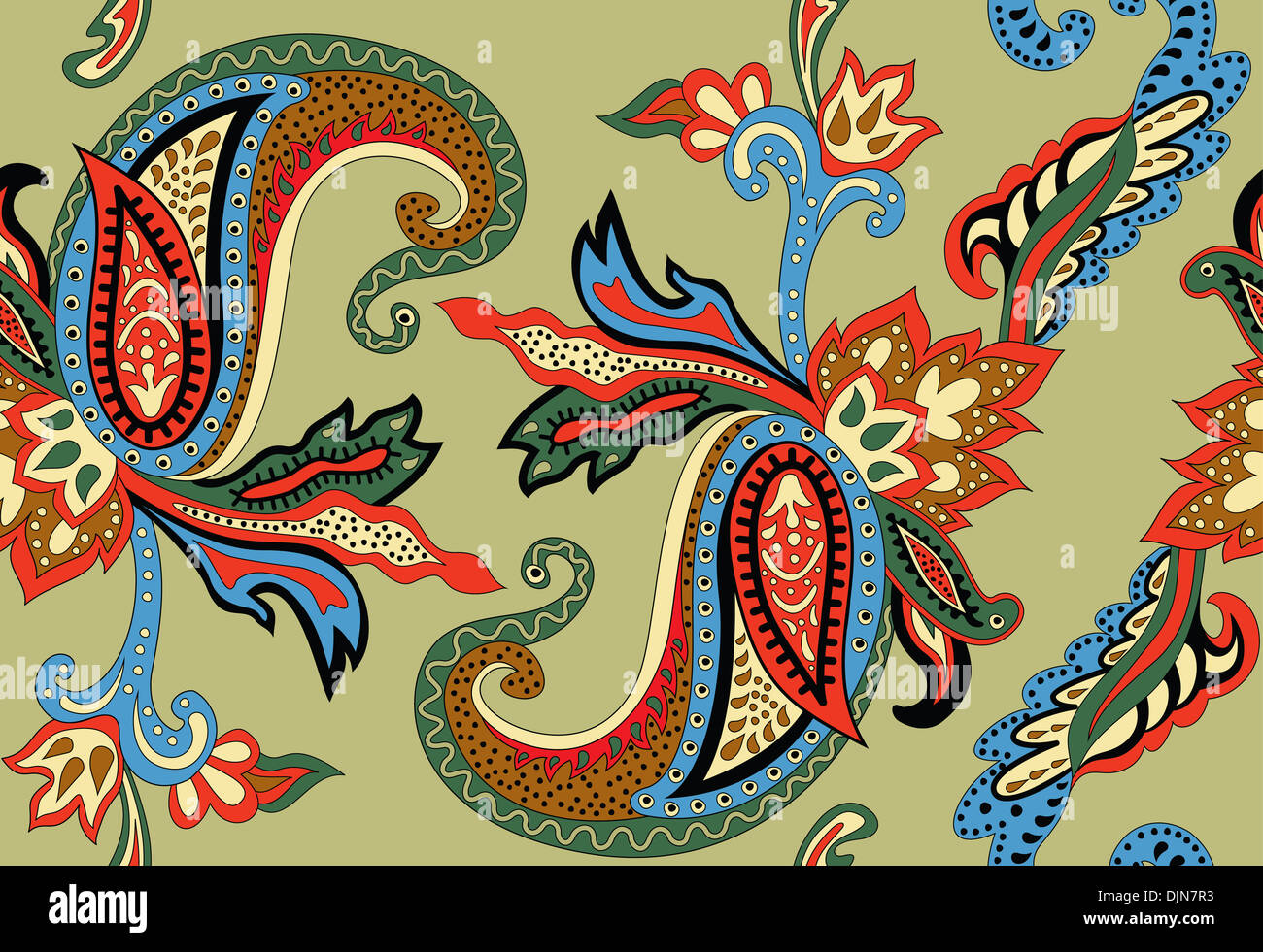 A seamless pattern on an Eastern theme with ornament Paisley Stock ...