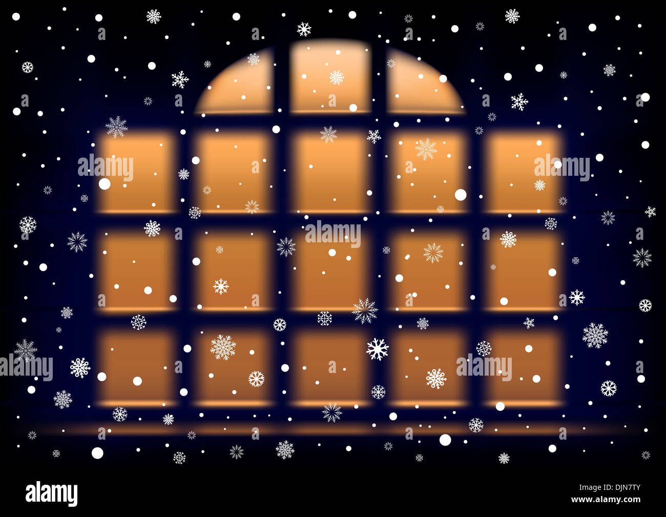 snow night extra large window Stock Photo - Alamy