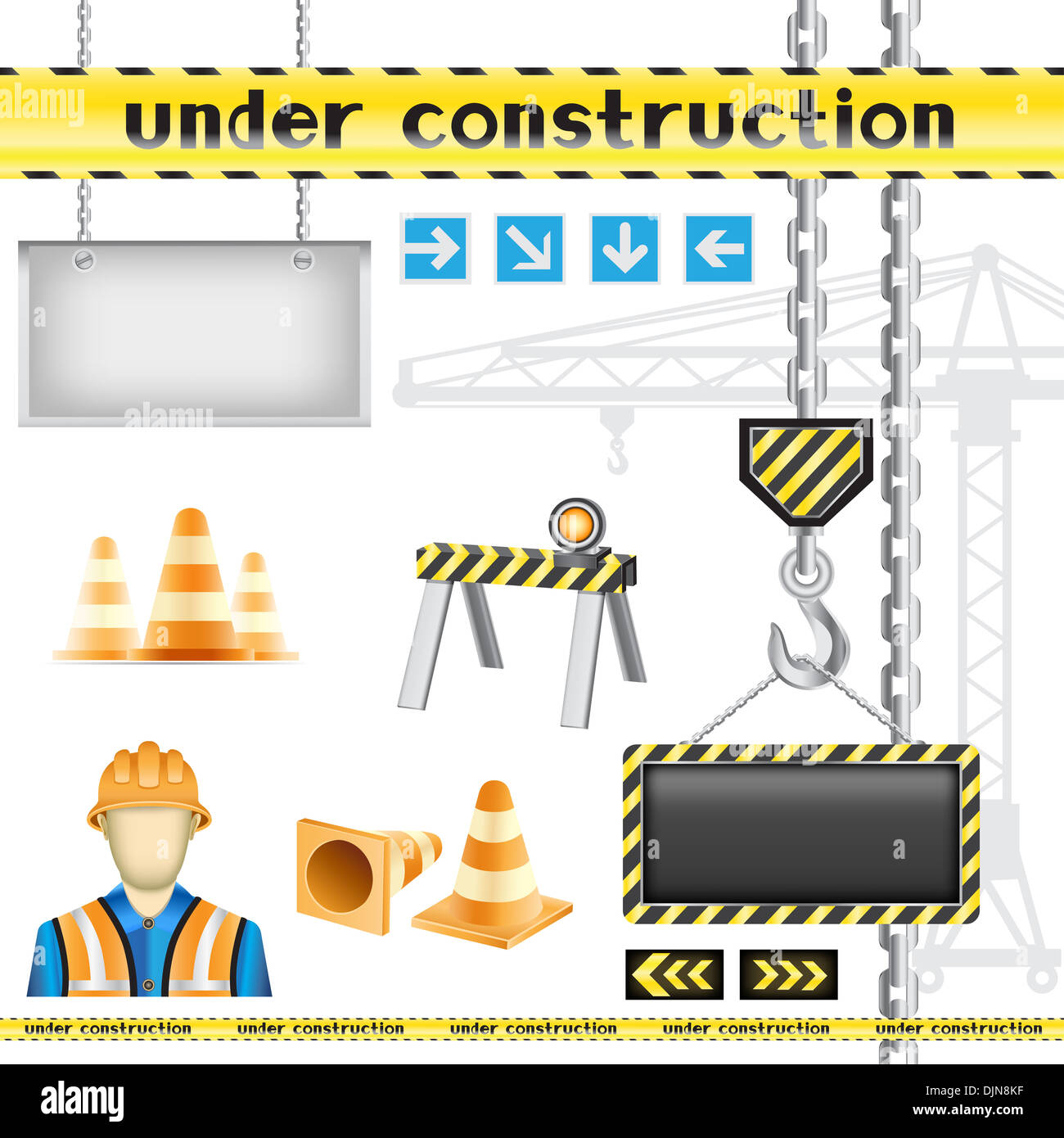 Set of the construction objects isolated on the white background Stock ...