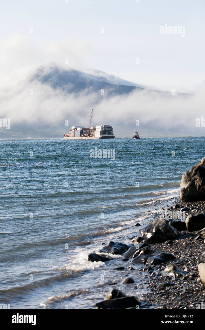 A Tug And Barge Heading Through Isanotski Strait, False Pass, Alaska ...