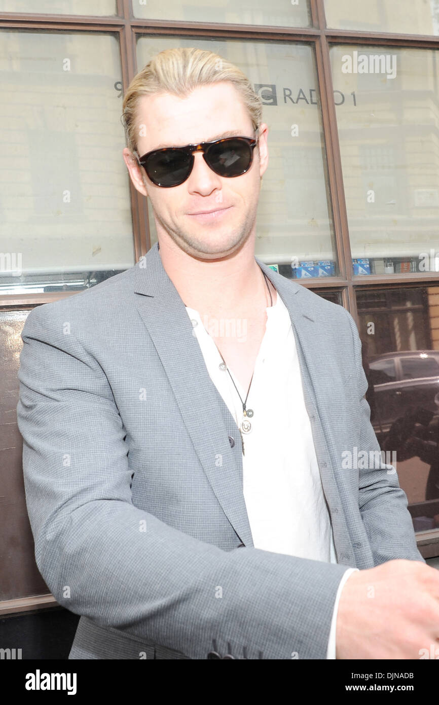 Chris Hemsworth leaving the Radio 1 studios. London, England - 15.05.12 ...