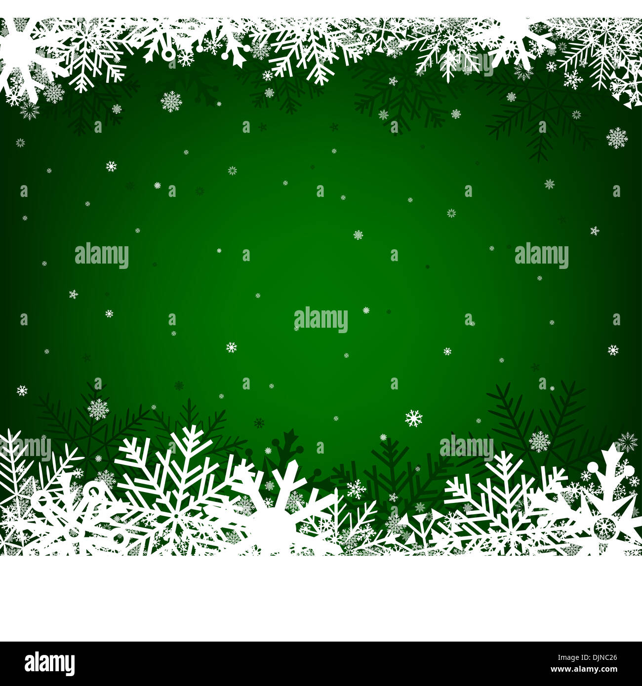 Green Christmas background on a winter theme with a beautiful white ...
