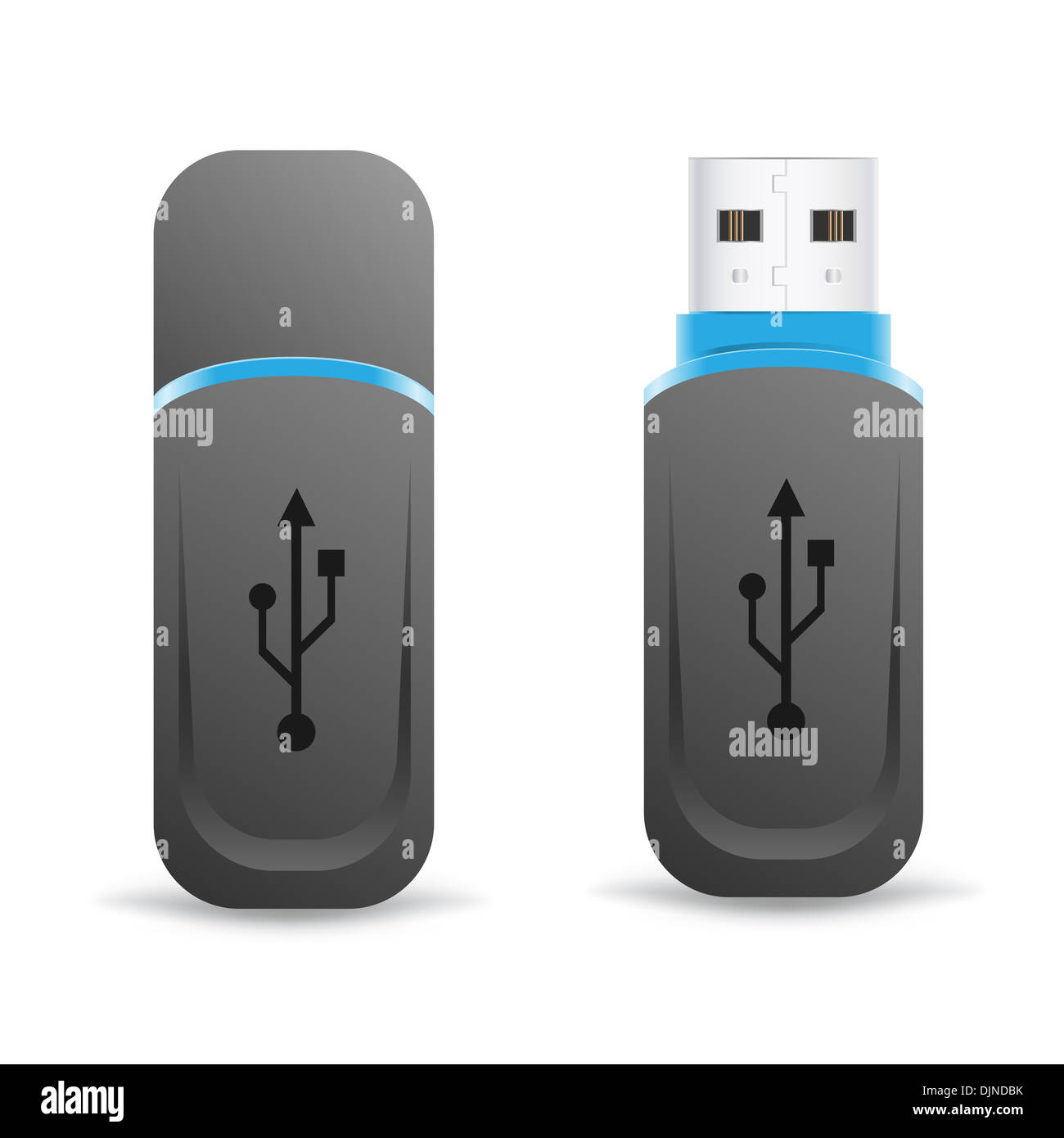 black universal flash drive isolated on the white background Stock ...