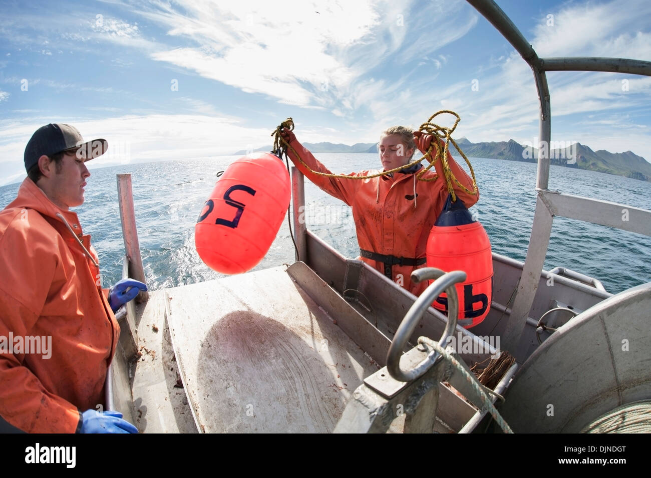 Pulling Buoys While Commercial Halibut Longline Fishing Near False Pass ...