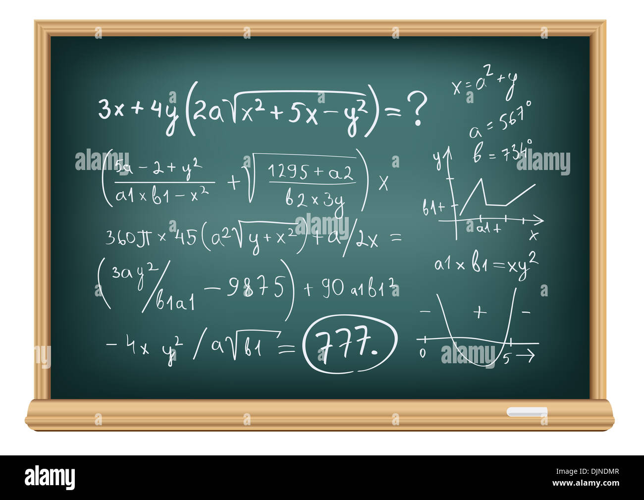 The blackboard with difficult equations isolated on a white background ...