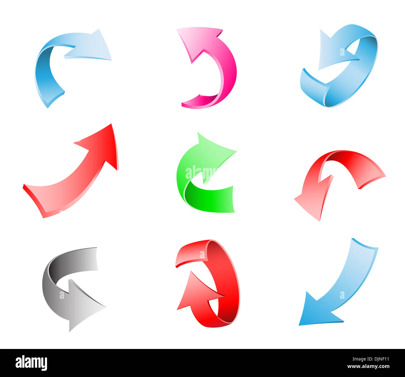Different multi-colored 3d arrows isolated on the white background ...