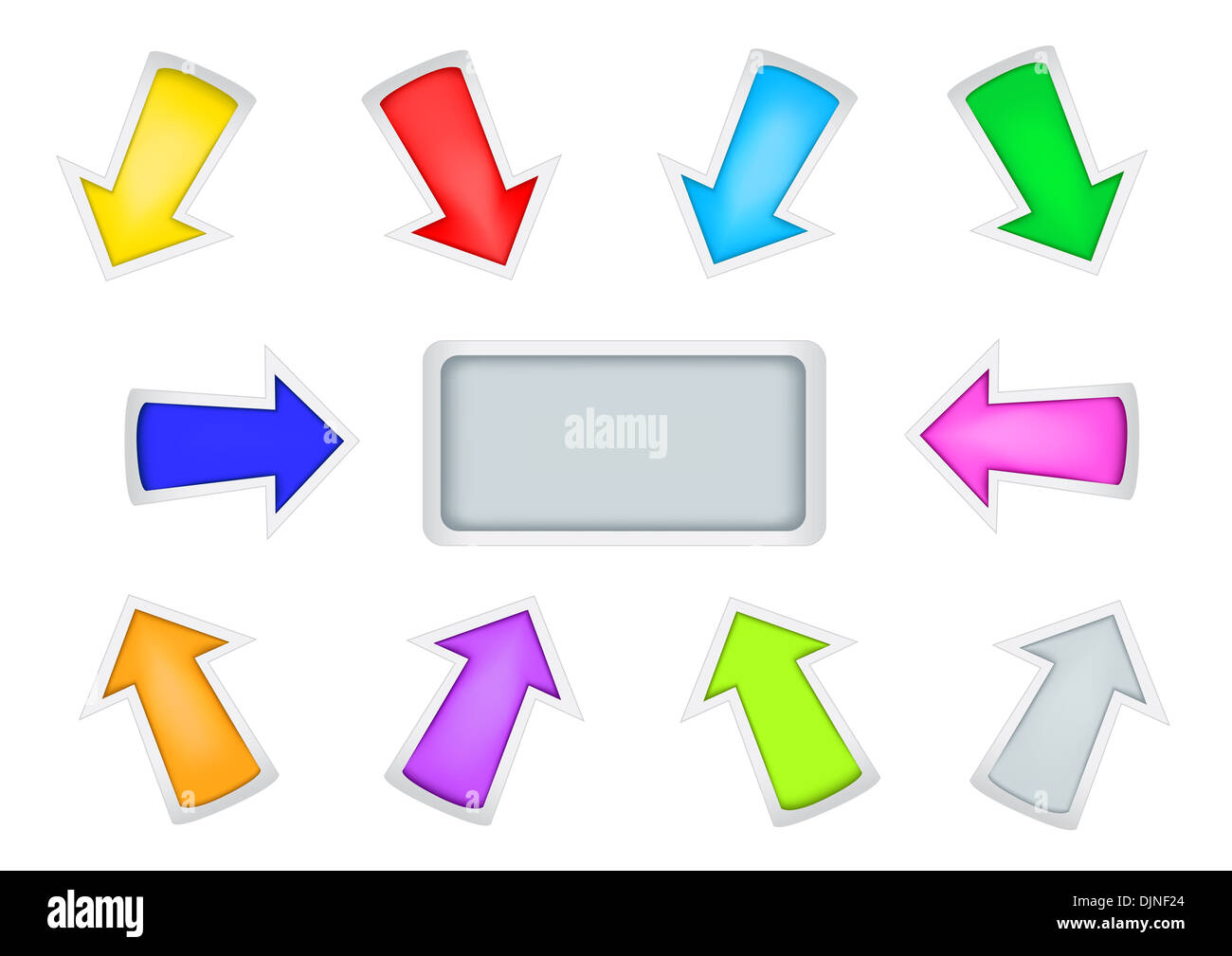 Different multi-colored simple arrows isolated on the white background ...