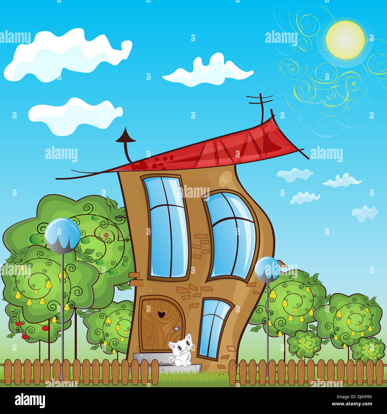Vector illustration of fabulous house Stock Photo - Alamy