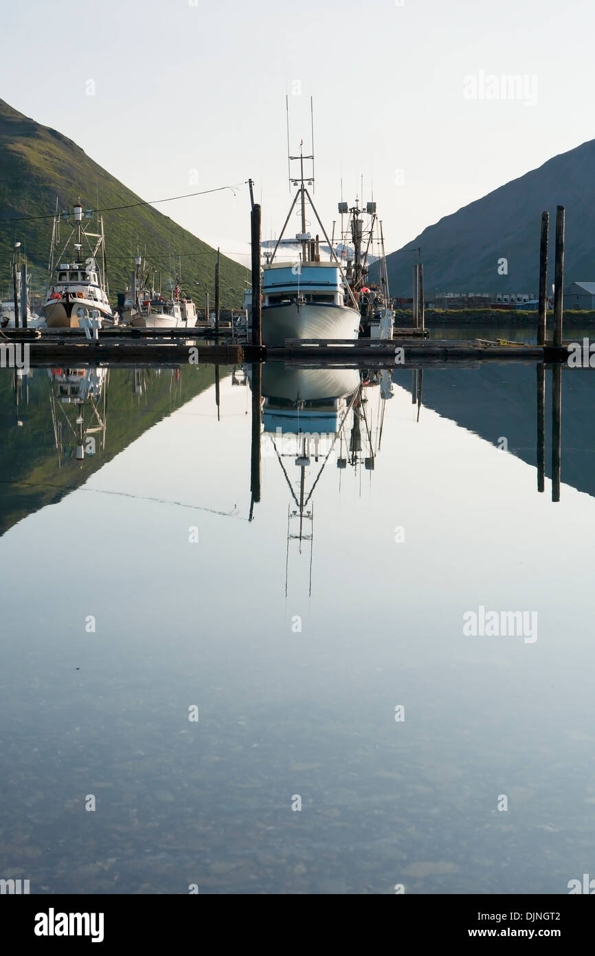 Sunrise On The Commercial Fishing Boats In The King Cove Harbor, King ...