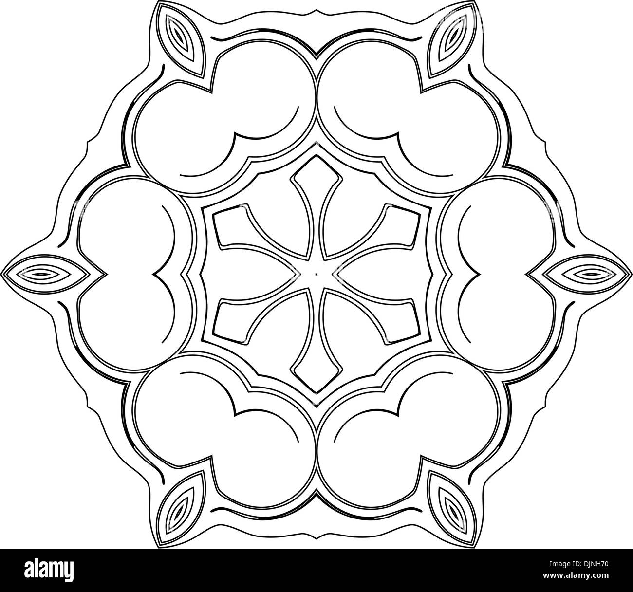 black and white symmetry gothic pattern of curves Stock Vector Image ...