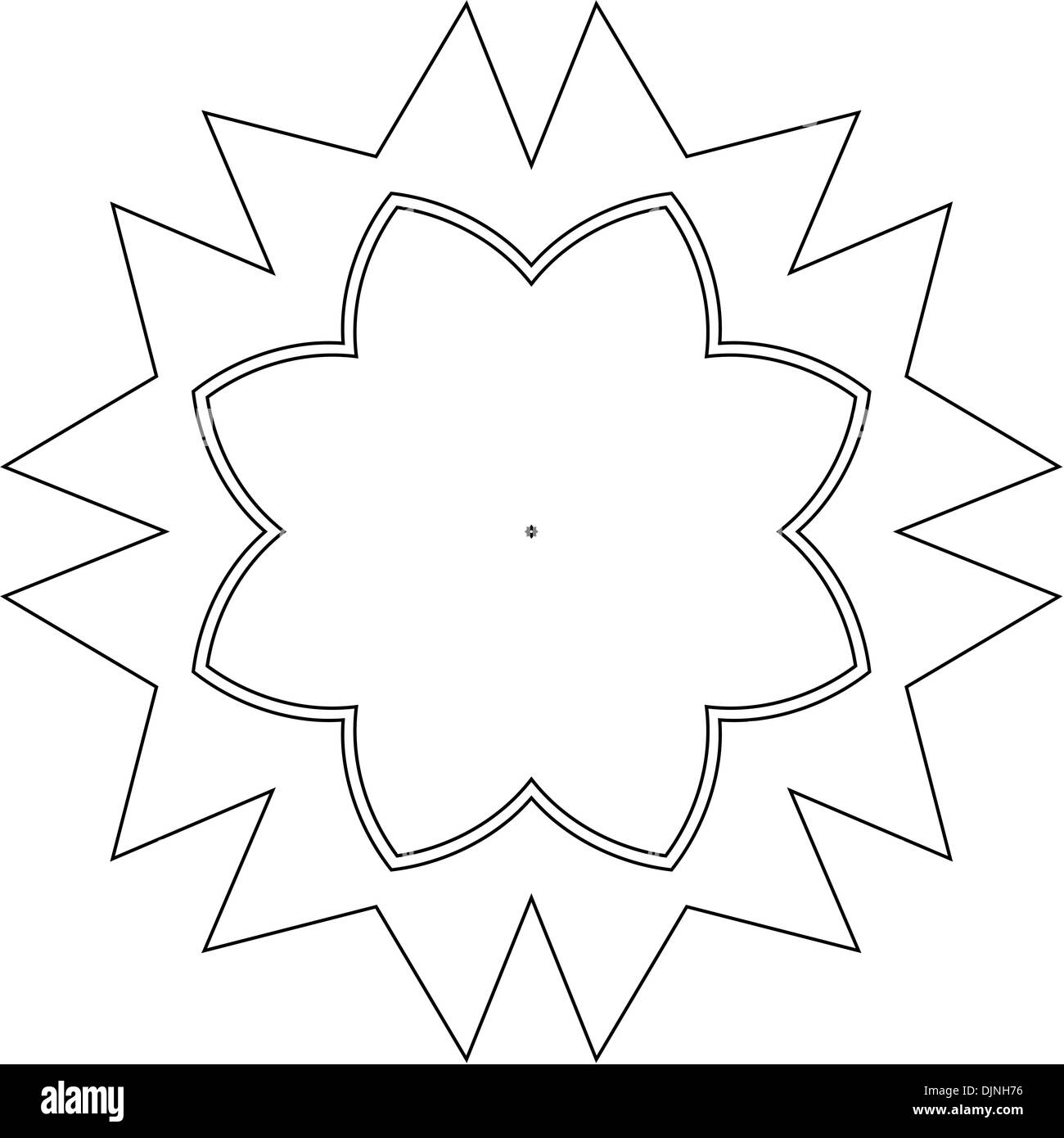 black and white simple symmetry pattern of curves with acute angles ...