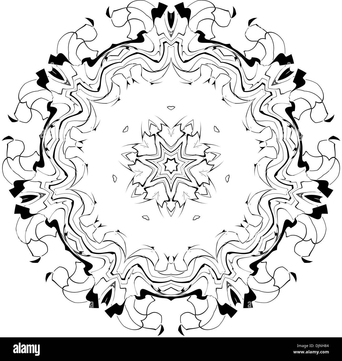 black and white symmetry gothic pattern of curves Stock Vector Image ...