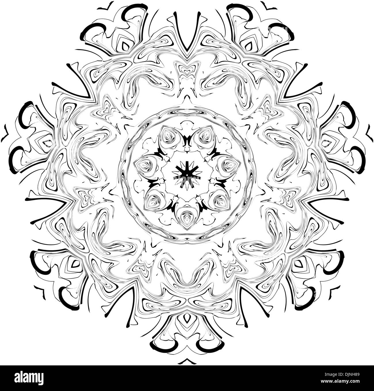 black and white symmetry gothic pattern of curves Stock Vector Image ...
