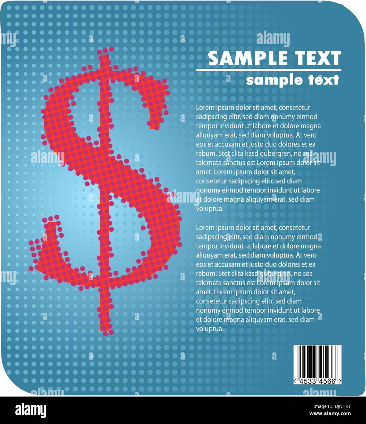 Business ad design - red dollar sign against blue gradient halftone ...