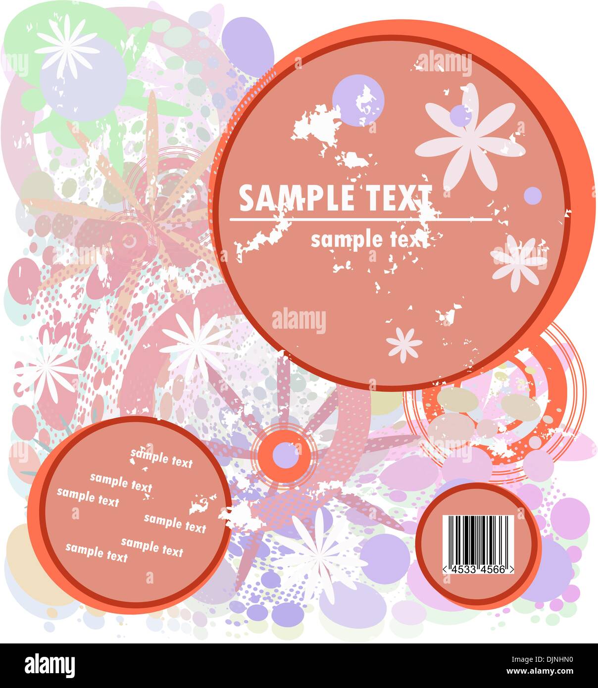 floral grunge sample text frame with circles and dots background and ...