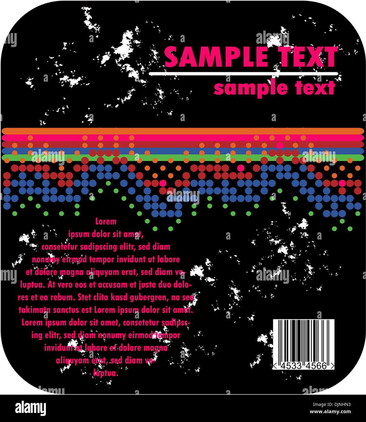 grunge sample text frame with lines at background and barcode Stock ...