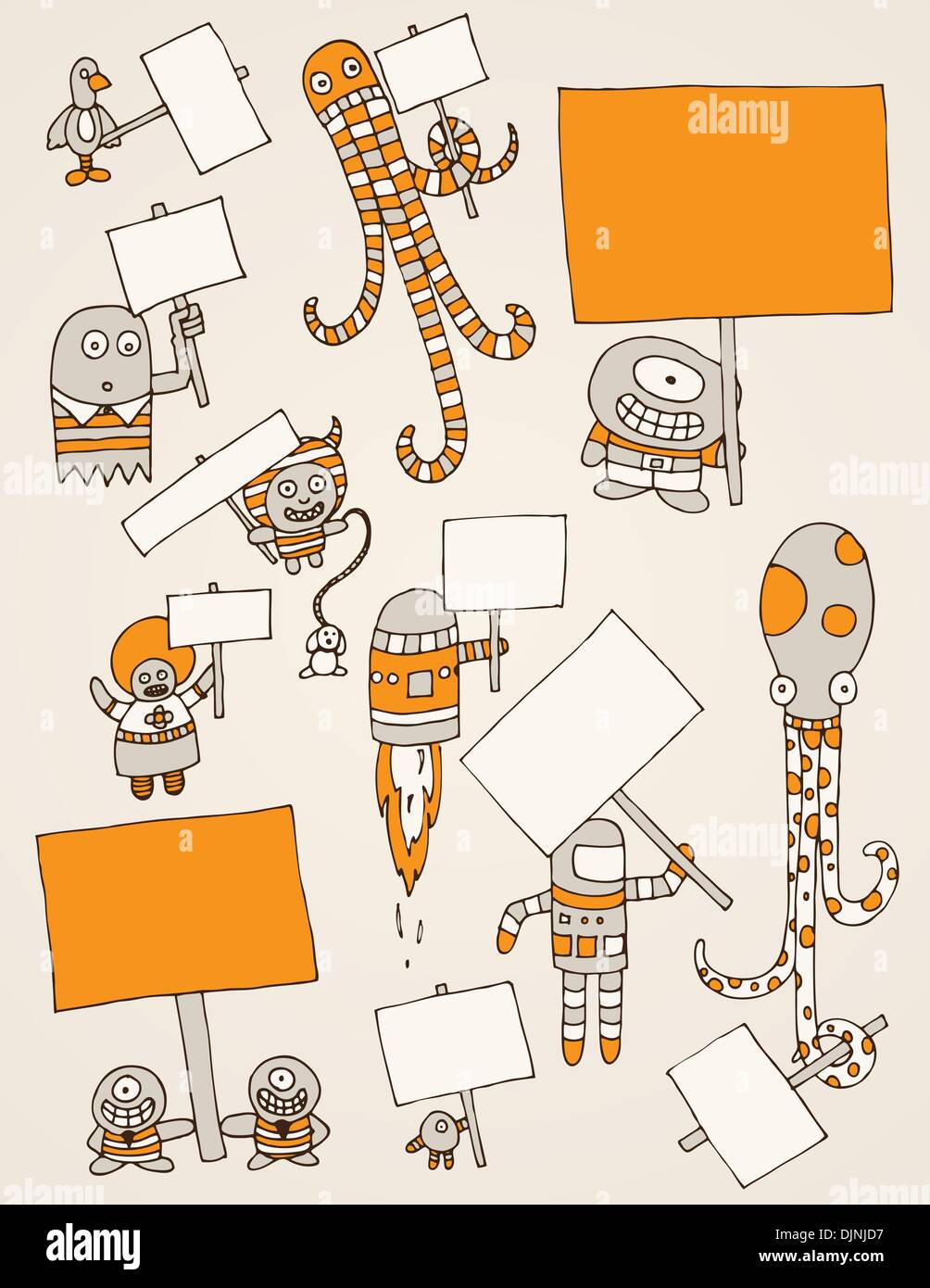 Variety of cartoons with blank signs Stock Vector Image & Art - Alamy