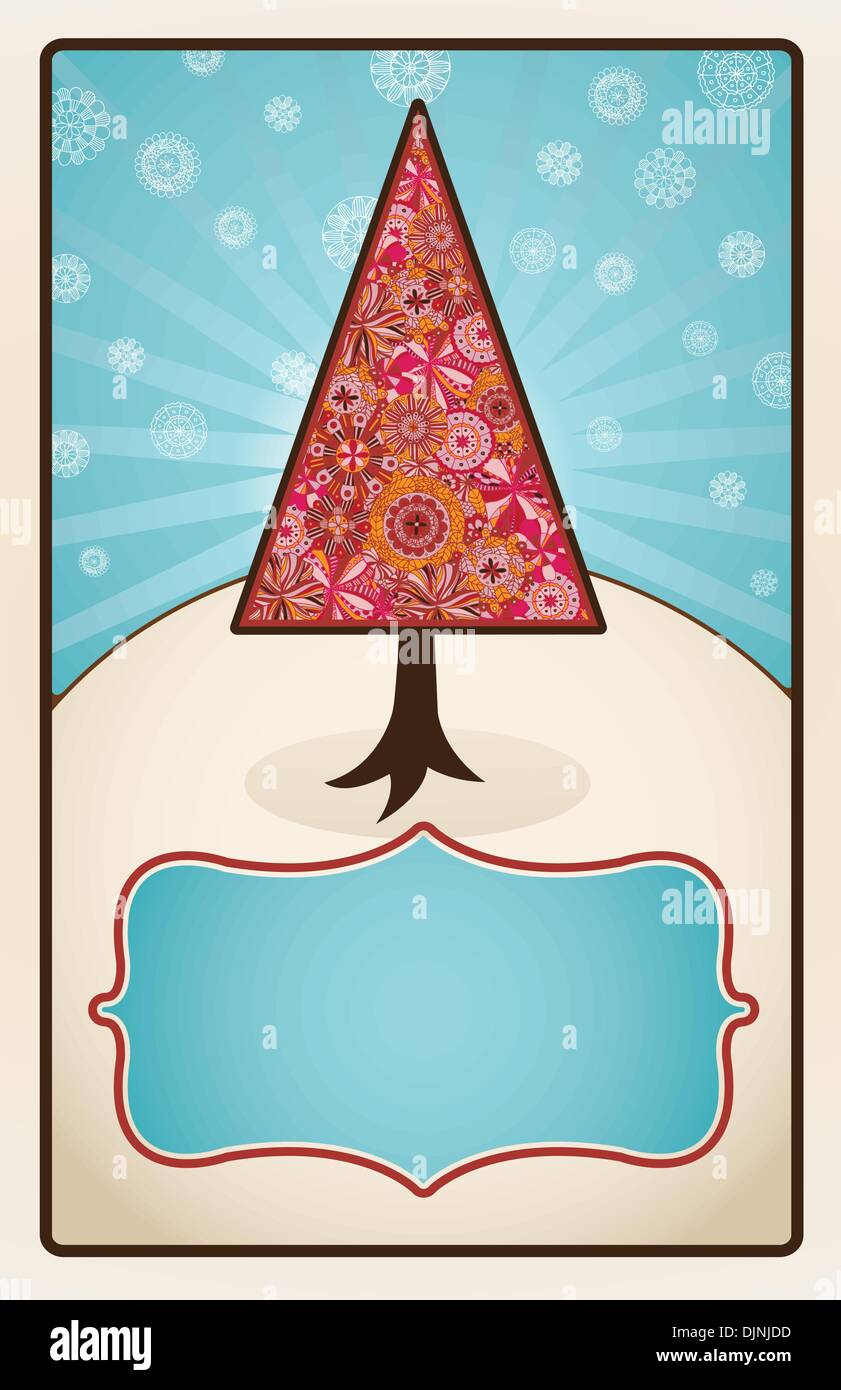 Red floral tree with large blank banner for text Stock Vector Image ...