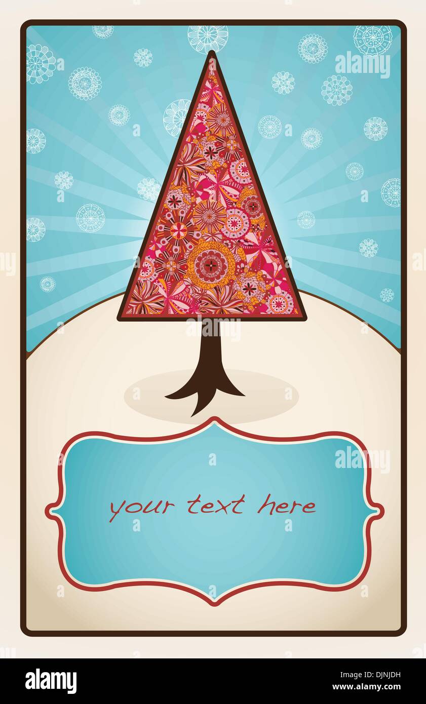 Floral filled holiday tree with banner for text Stock Vector Image ...
