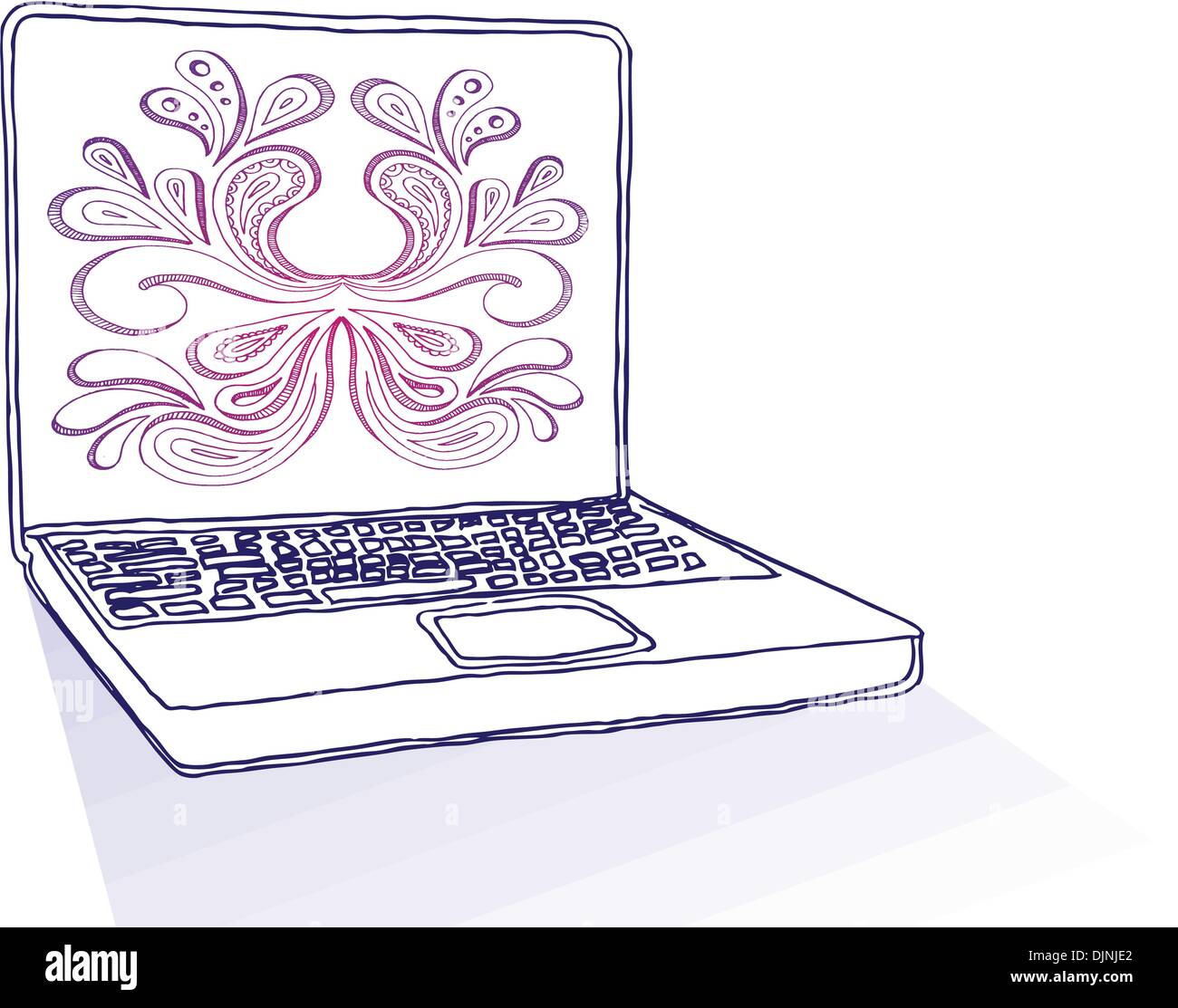 Hand drawn laptop with floral design Stock Vector Image & Art - Alamy