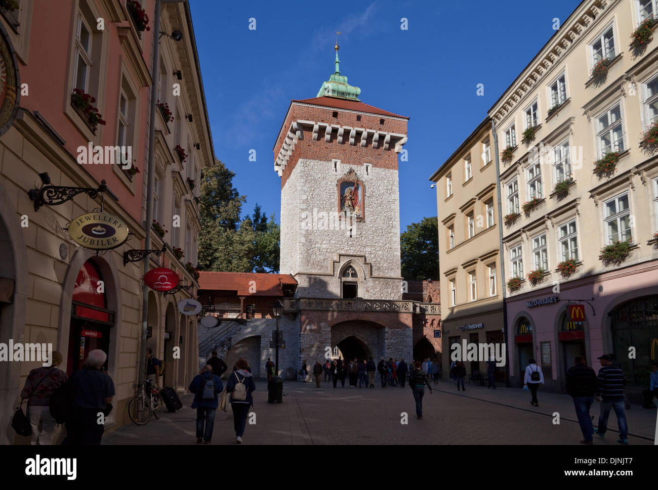 The Florianska Gate, with the 19th century bas-relief of Saint Florian ...