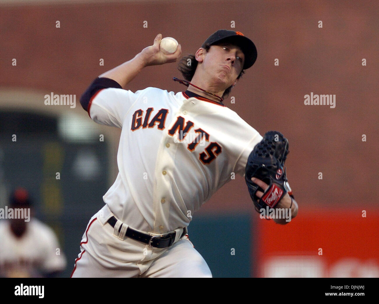 Pitcher Tim Lincecum (#55) of the San Francisco Giants starts out a ...