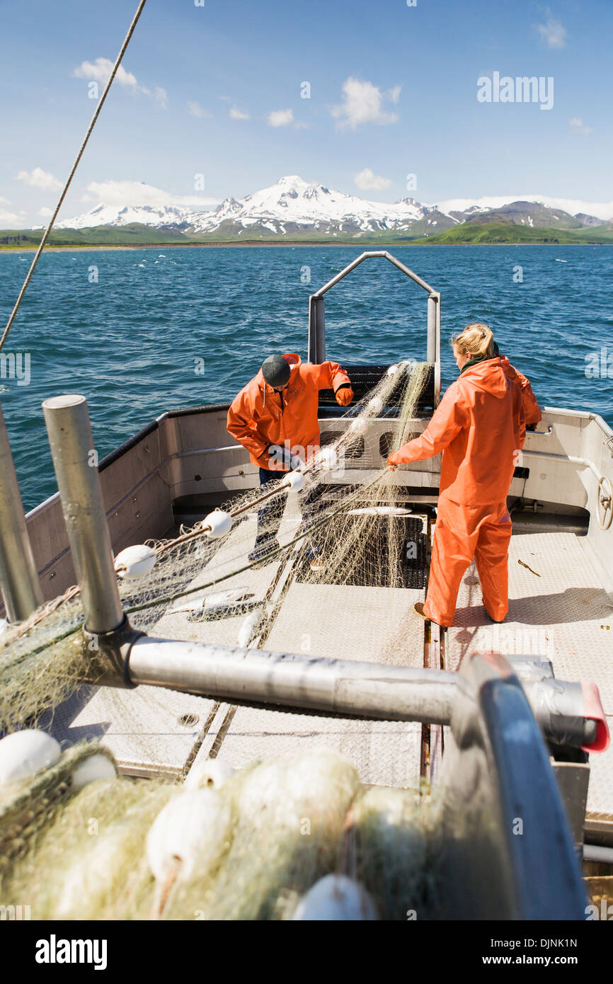 Salmon Fishing In Ikatan Bay In Front Of Isanotski Peaks And Roundtop ...