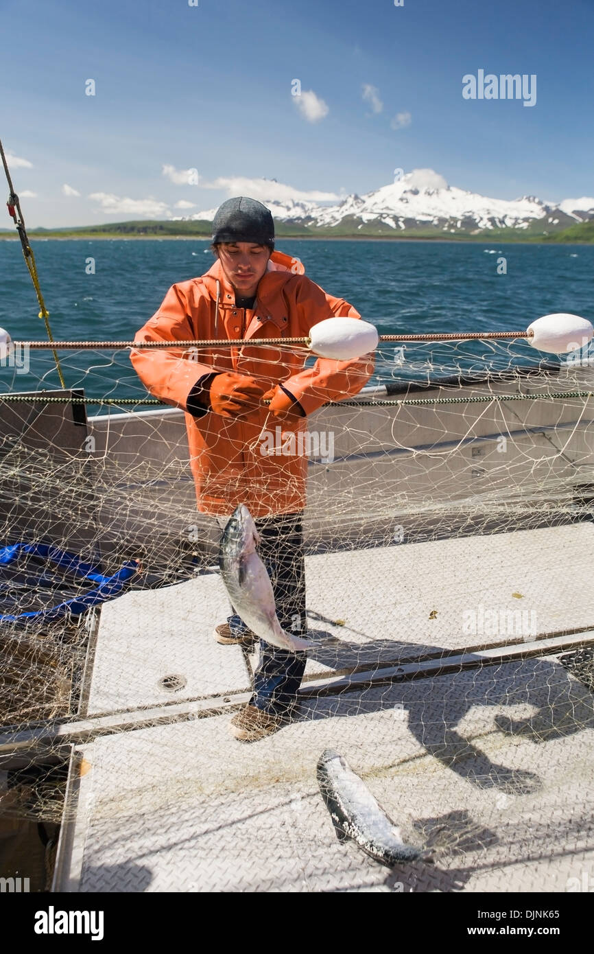Salmon Fishing In Ikatan Bay In Front Of Isanotski Peaks And Roundtop ...