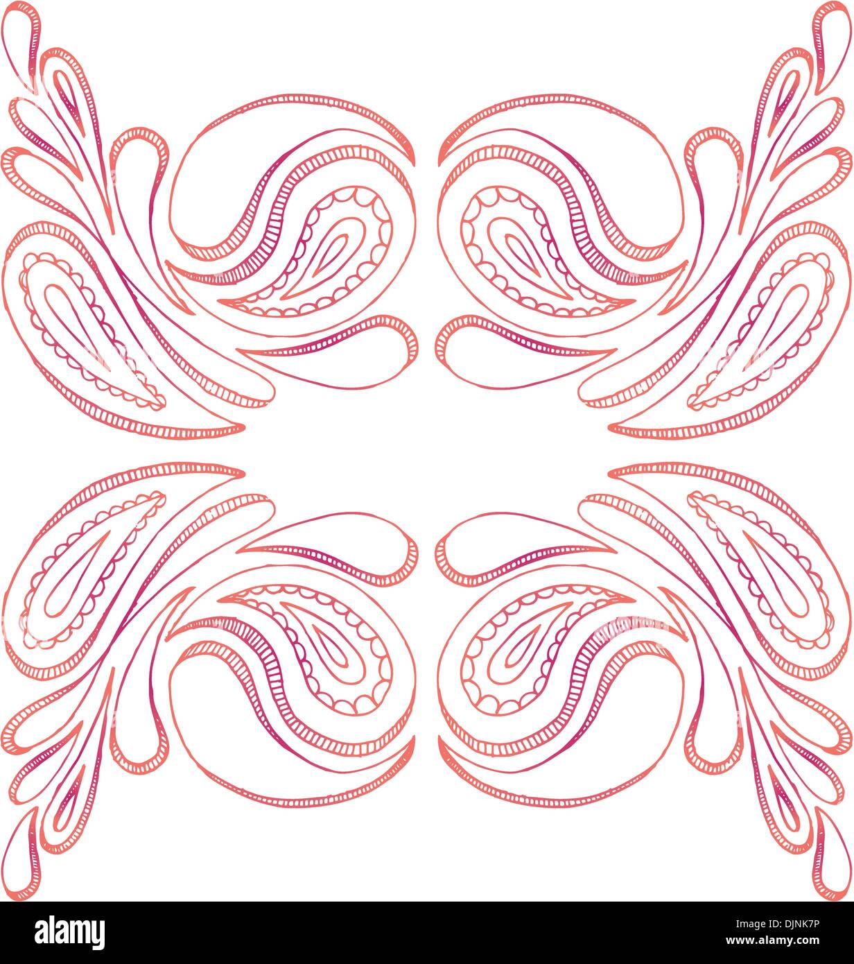 Symmetrical paisley doodle hi-res stock photography and images - Alamy