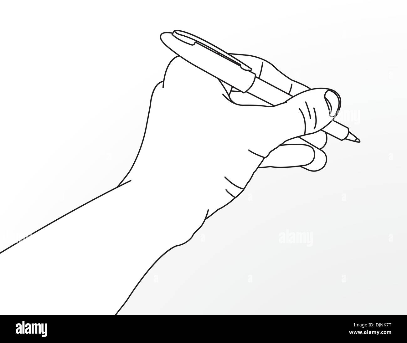 Line drawing of hand with pen Stock Vector Image & Art - Alamy