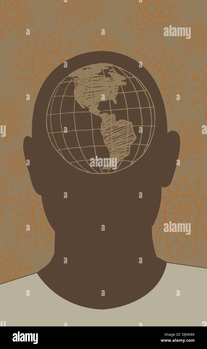Man earth globe in head hi-res stock photography and images - Alamy