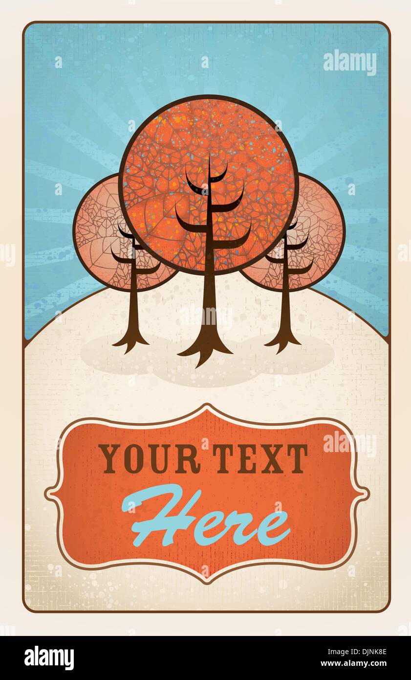 Three trees on textured background with place for text Stock Vector ...