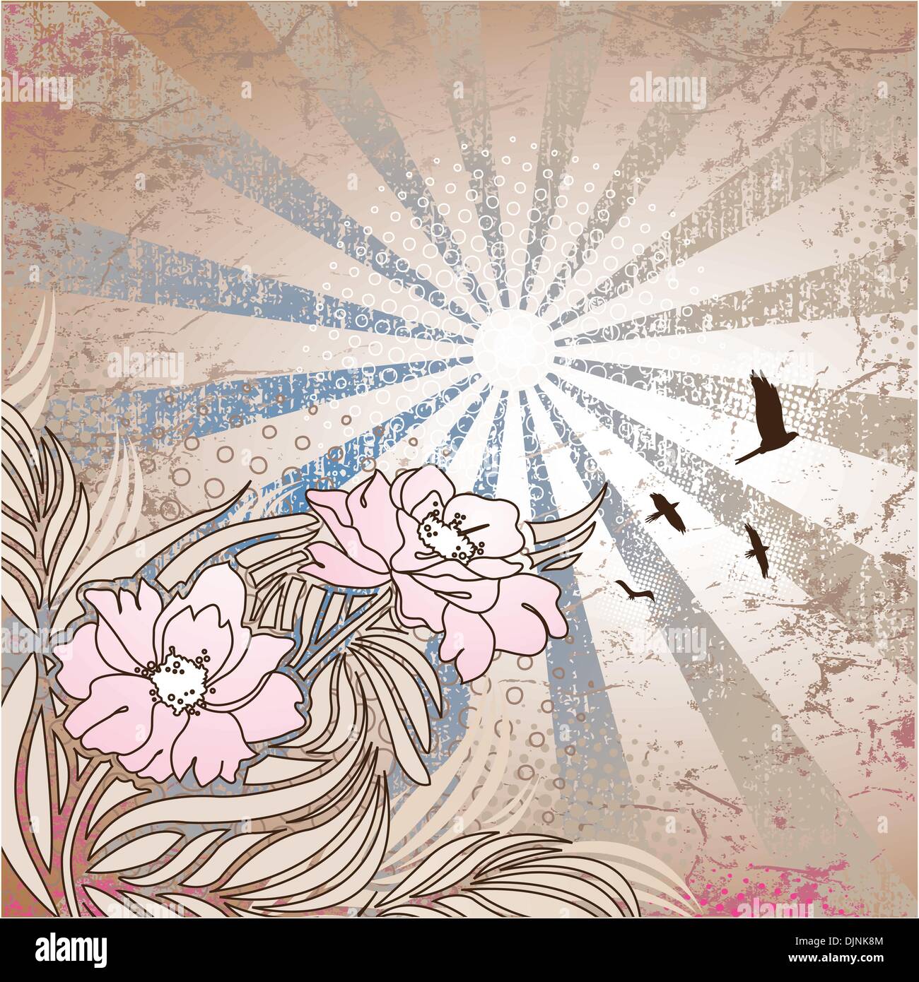 Floral etching on detailed background. All elements on separate layer ...