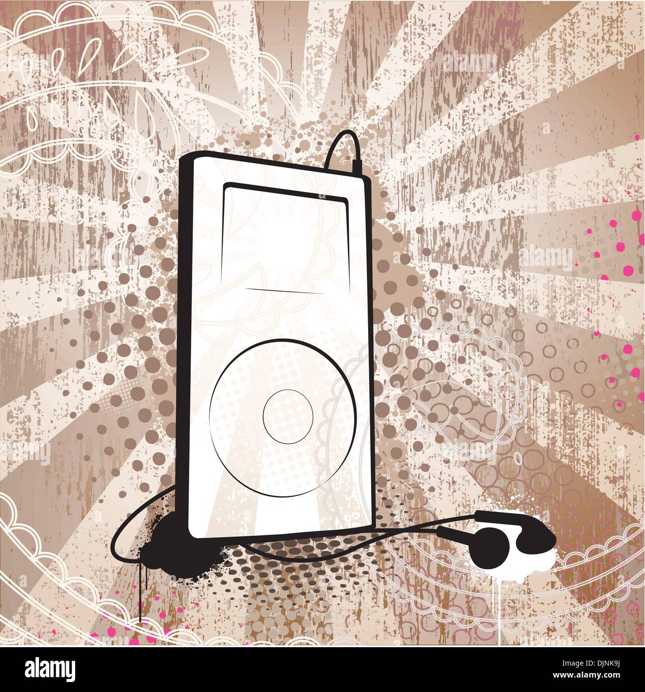 MP3 player on textured background. Seprated elements Stock Vector Image ...